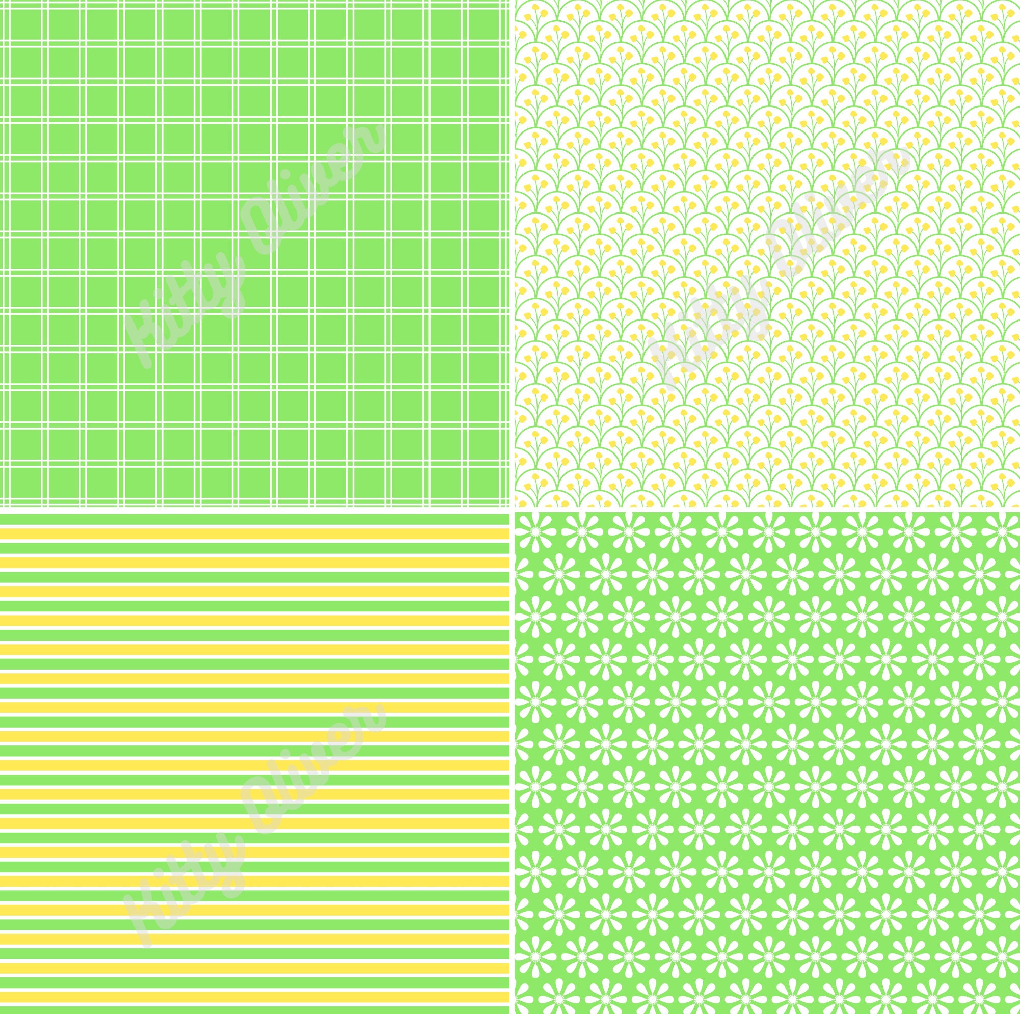 Soft Green and Yellow Paper Pack | Printable Digital Paper Download ...