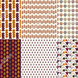 Autumn Patterns in Rich Fall Colors, Printable Digital Paper Download ...