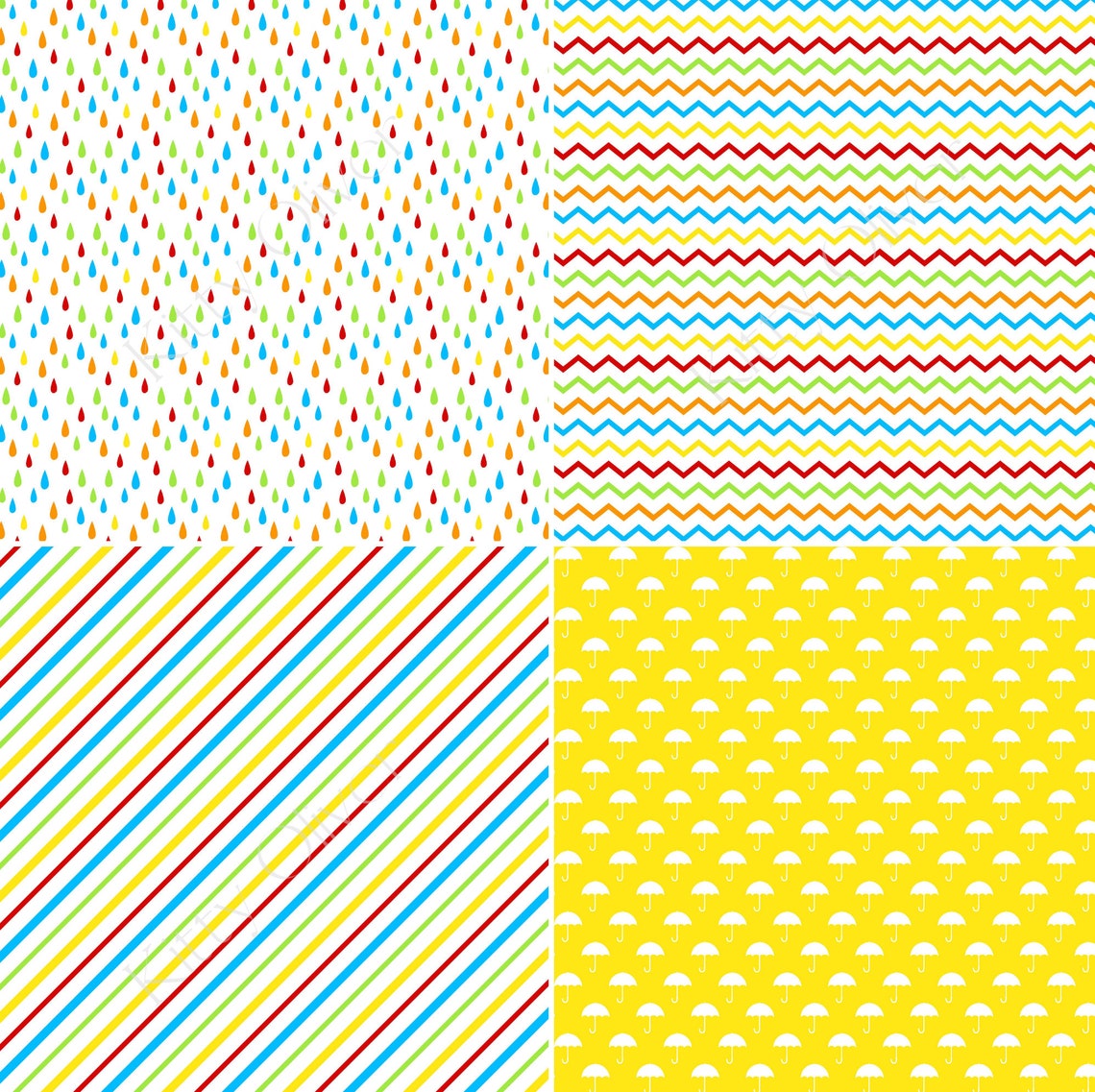 Rainy Day Digital Paper Pack W Umbrellas & Wellingtons | Printable ...