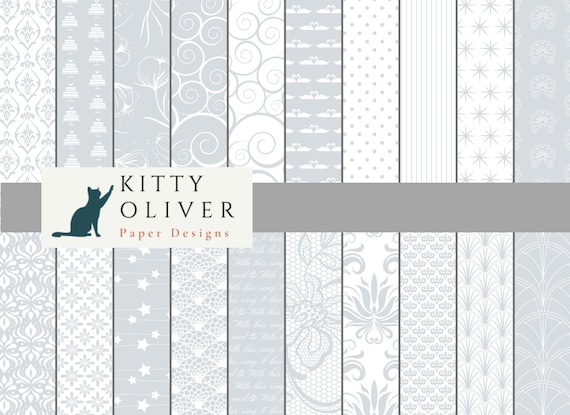 Elegant Silver Gray Wedding Paper Pack Printable Digital - Etsy