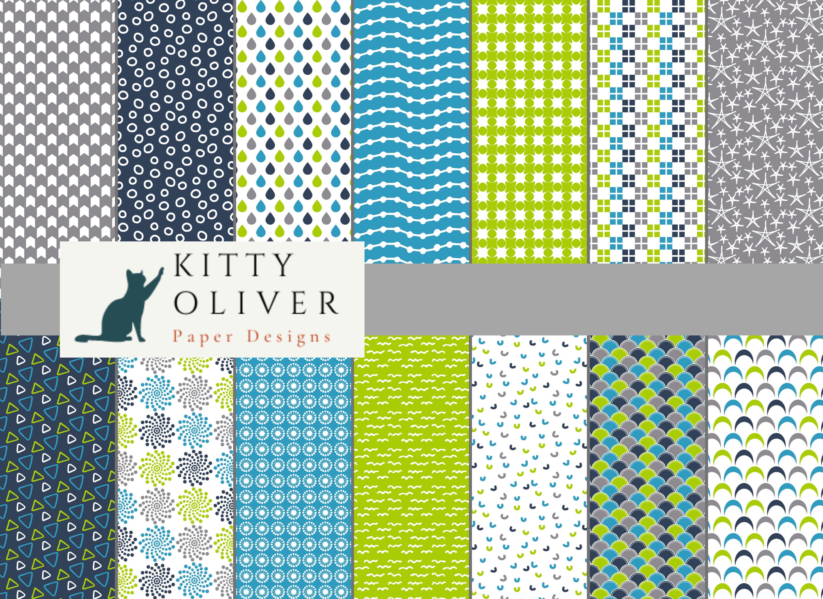 Simple Shapes Paper Pack Gray Navy Lime Blue | Printable Digital Paper ...