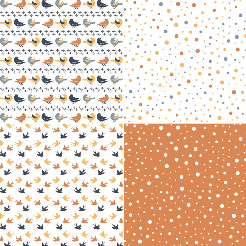 Birds and Birdhouses Digital Paper Pack | Printable Digital Paper ...