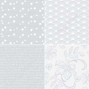 Elegant Silver Gray Wedding Paper Pack, Printable Digital Paper ...