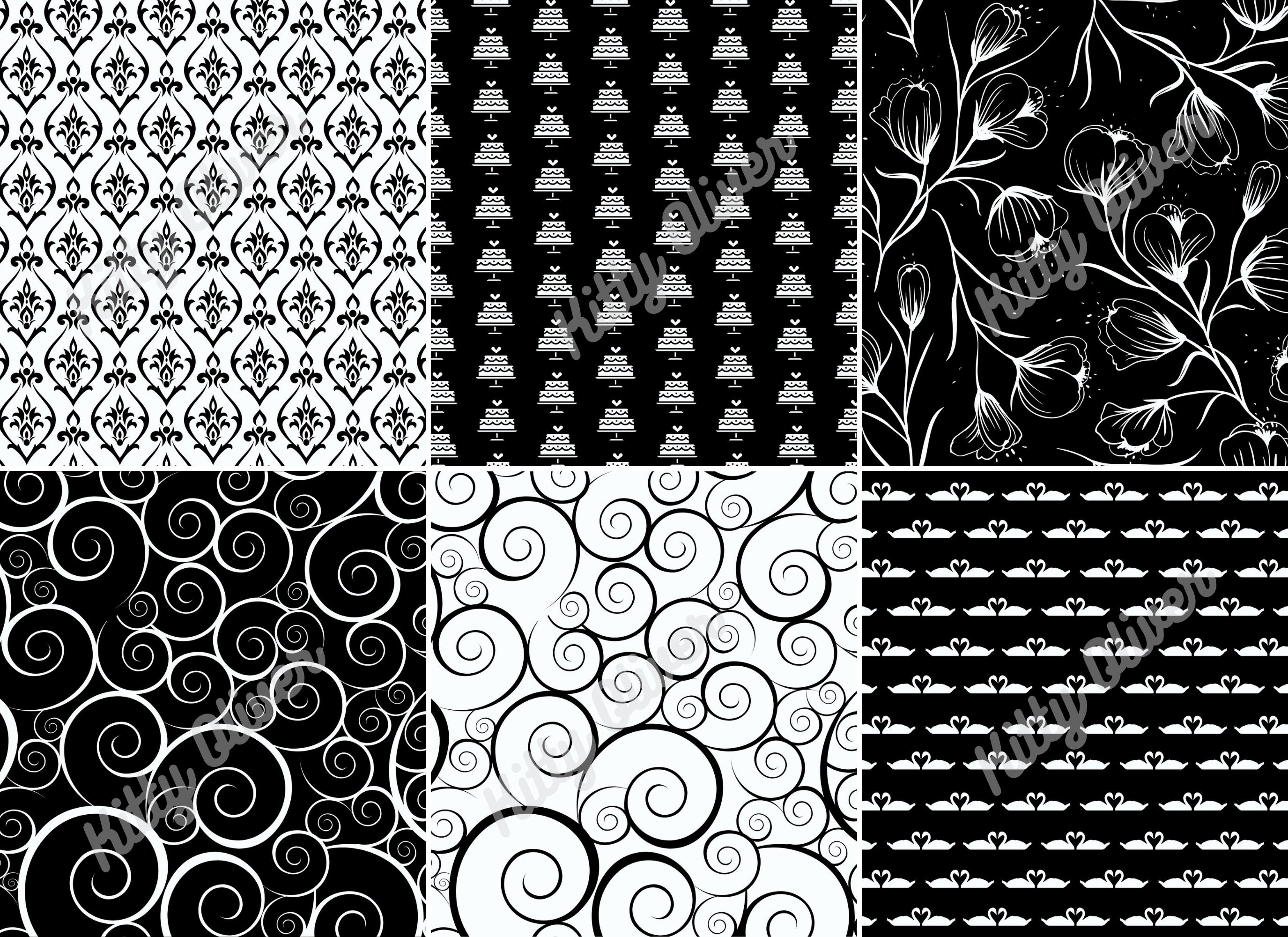 Elegant Black and White Wedding Paper Pack,digital Paper Download for ...