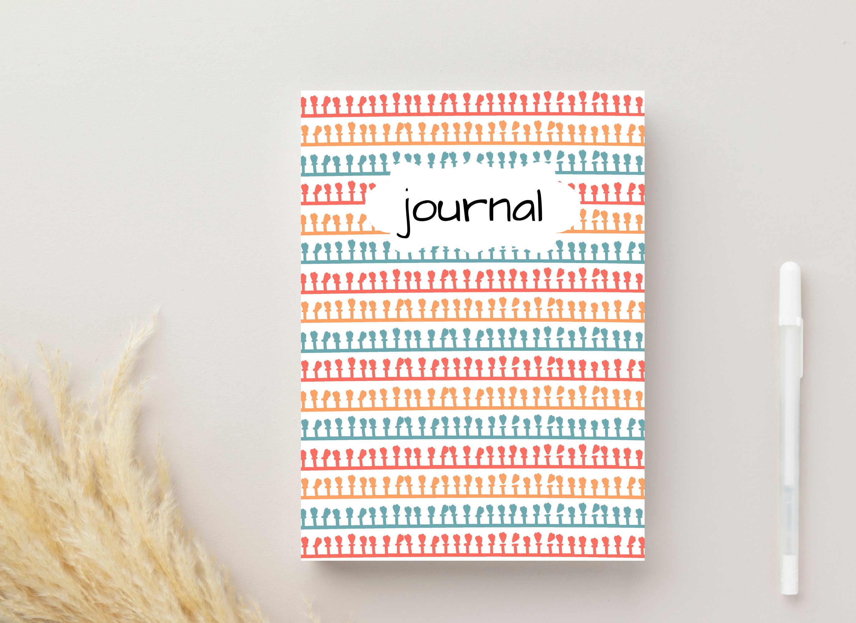 Fun Coral, Orange, Soft Teal Digital Paper Pack | Printable Digital ...