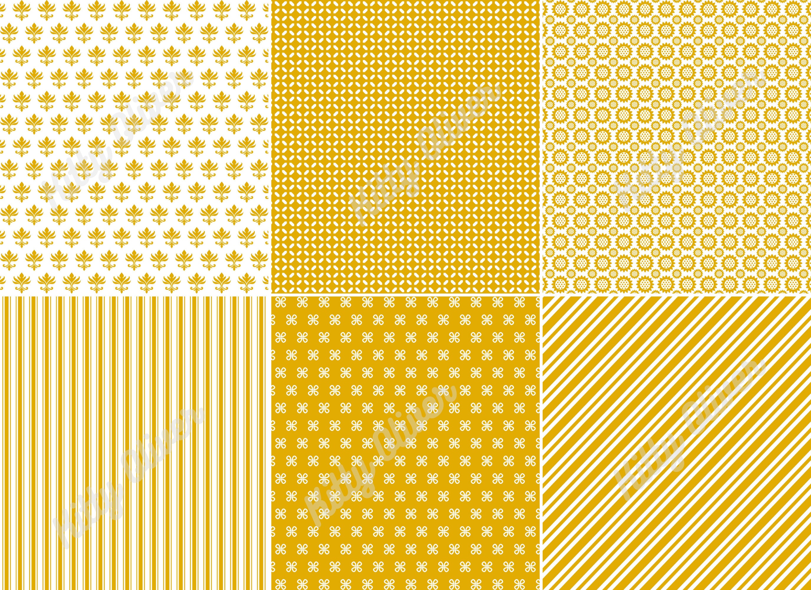 Mustard Yellow Basic Patterns Value Paper Pack | Printable Digital ...