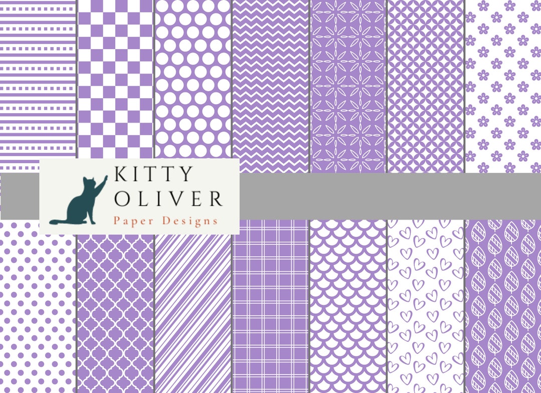 Medium Purple and White Geometric Digital Paper Pack | Printable ...