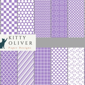 Medium Purple and White Geometric Digital Paper Pack | Printable ...