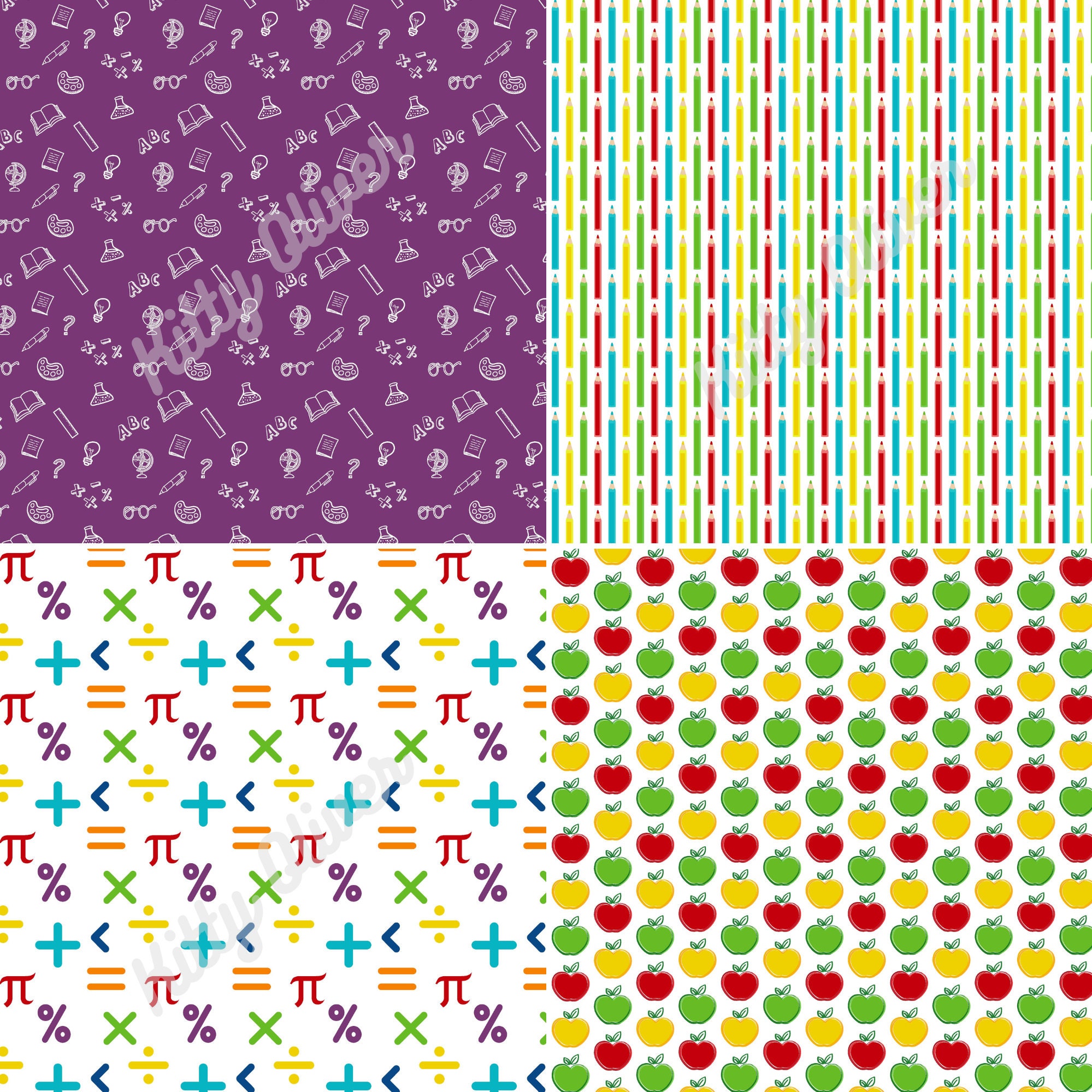 Back to School Paper Pack in Rainbow Colors | Printable Digital Paper ...