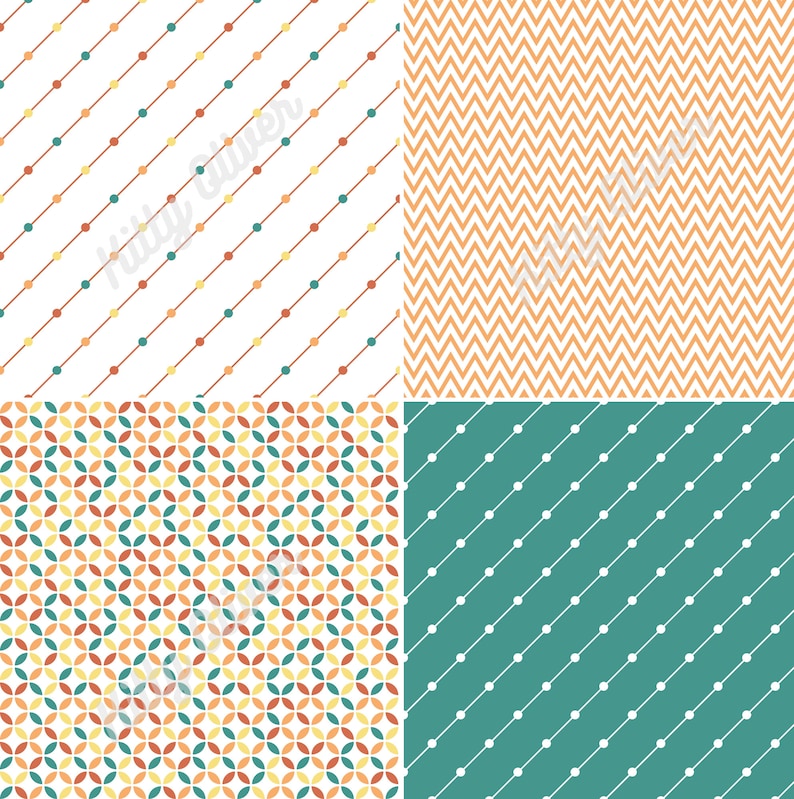 Mid-century Modern Paper Pack Updated Colors | Printable Digital Paper ...