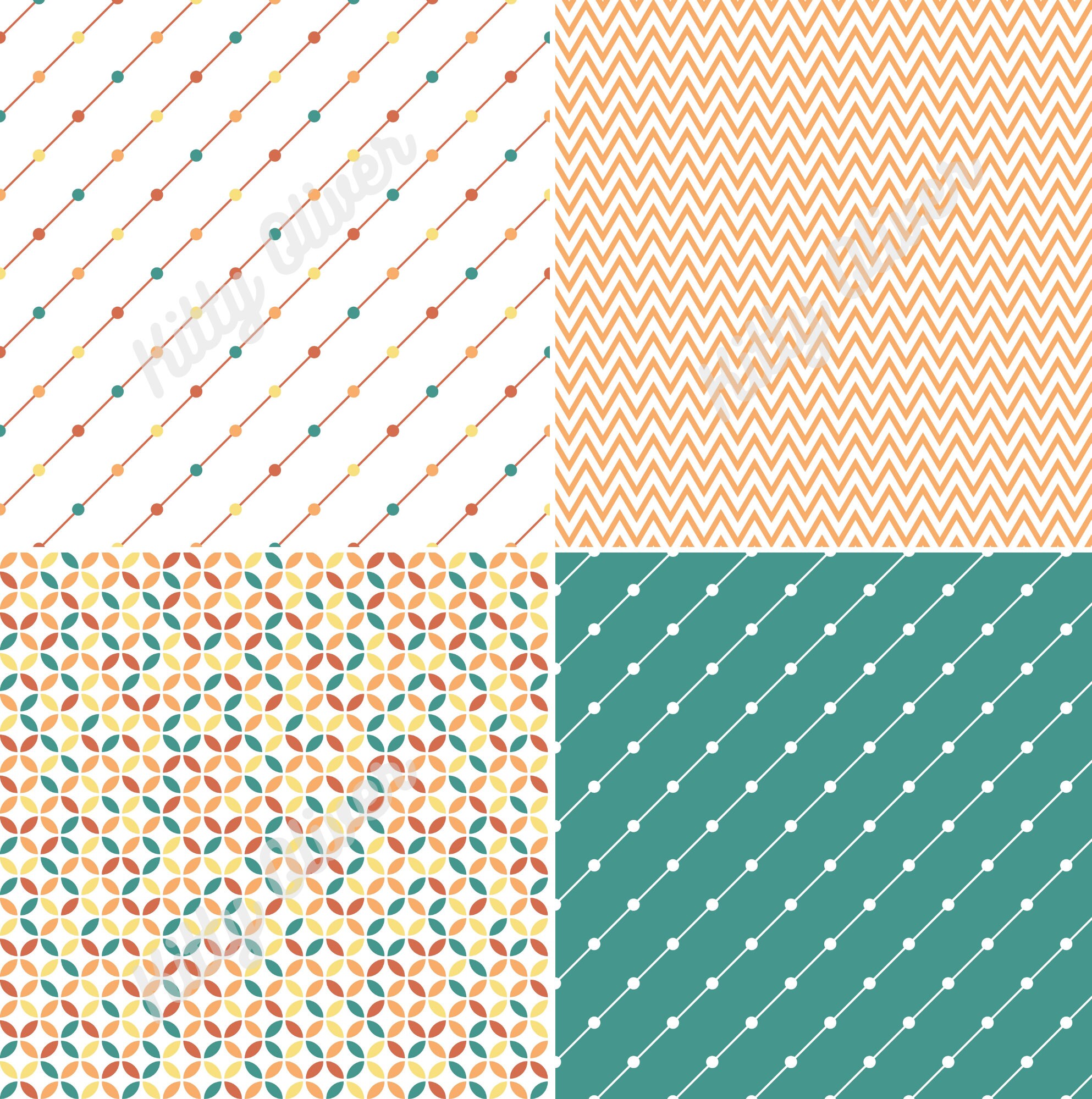 Mid-century Modern Paper Pack Updated Colors | Printable Digital Paper ...
