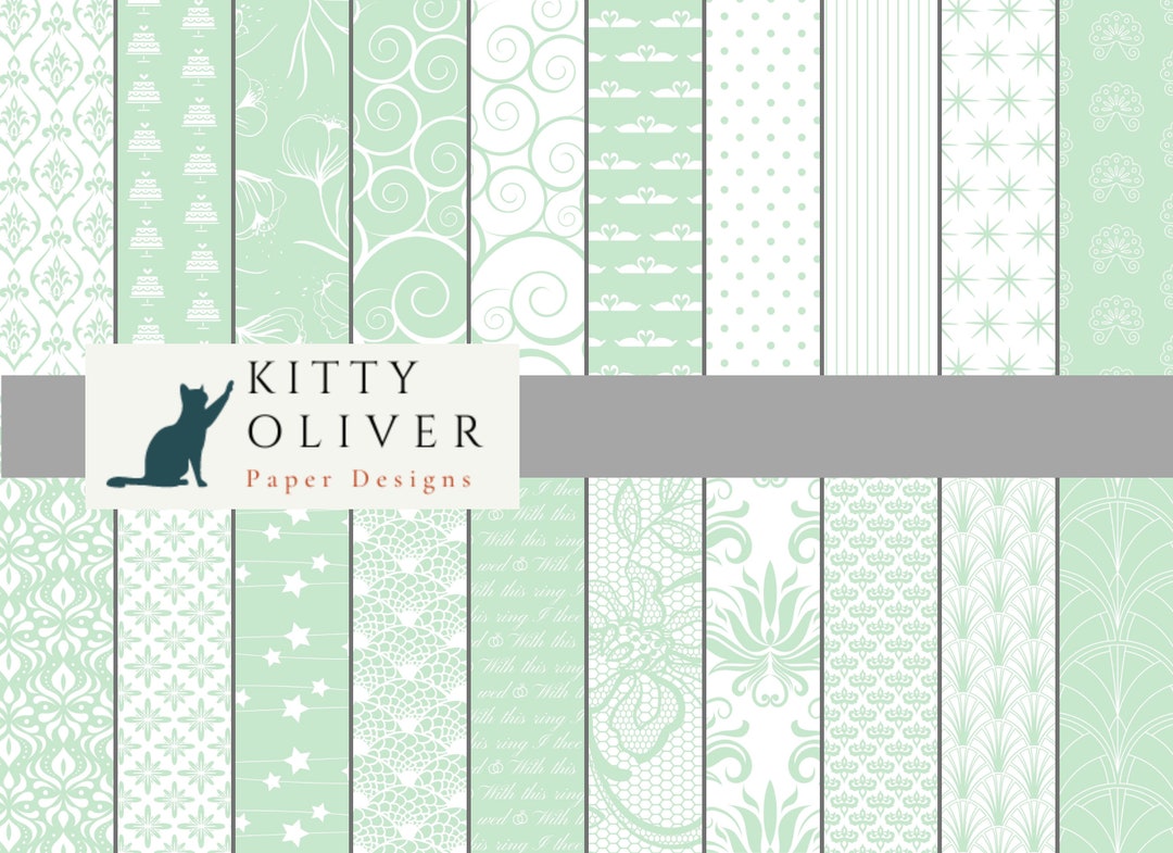 Elegant Mint Green Wedding Paper Pack | Printable Digital Paper for ...