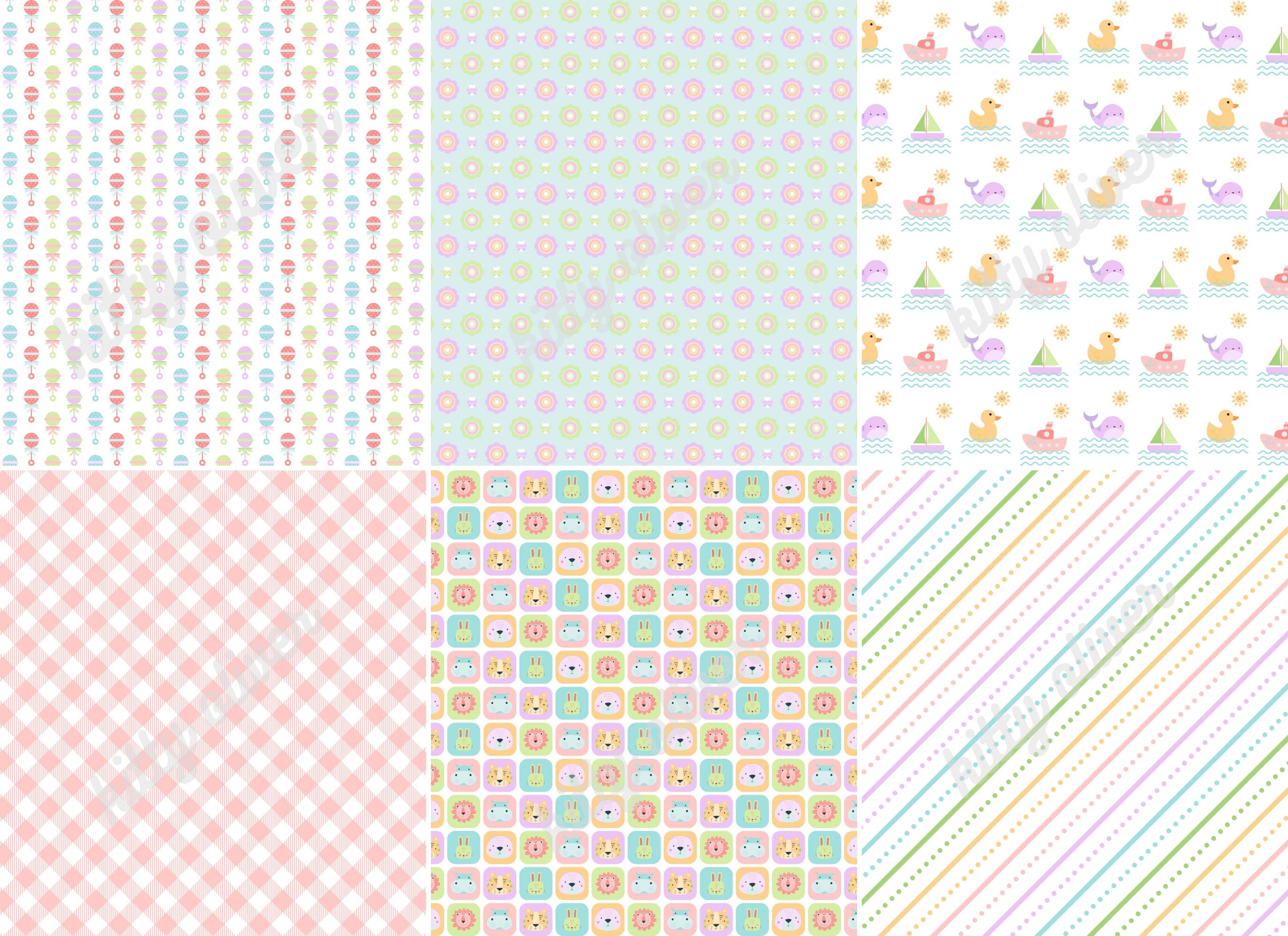 Gender Neutral Baby Paper Pack, Printable Digital Paper Download for ...