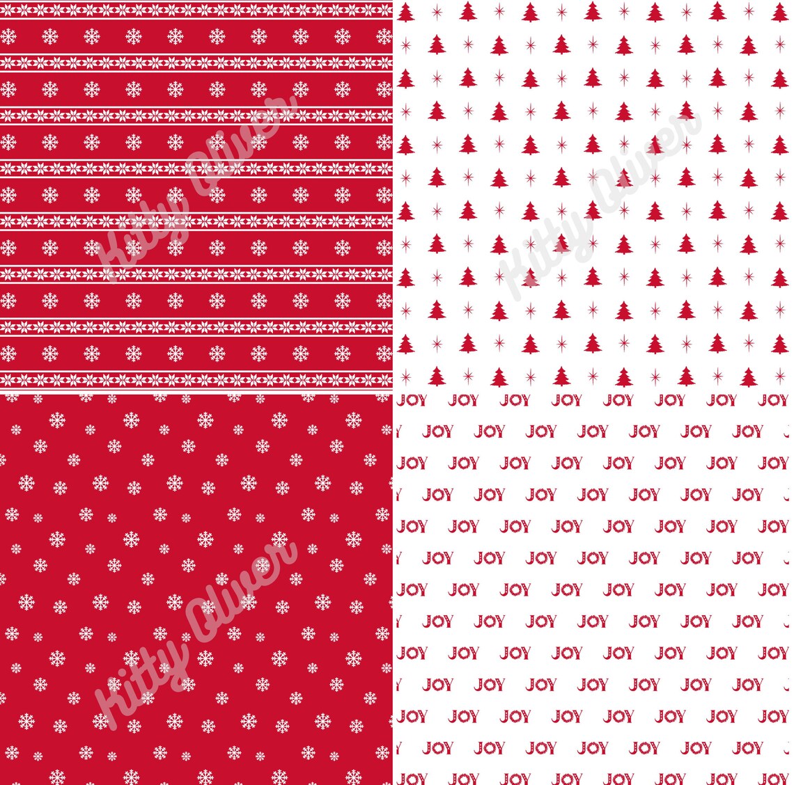 Minimalist Red & White Christmas Paper Pack | Printable Digital Paper ...