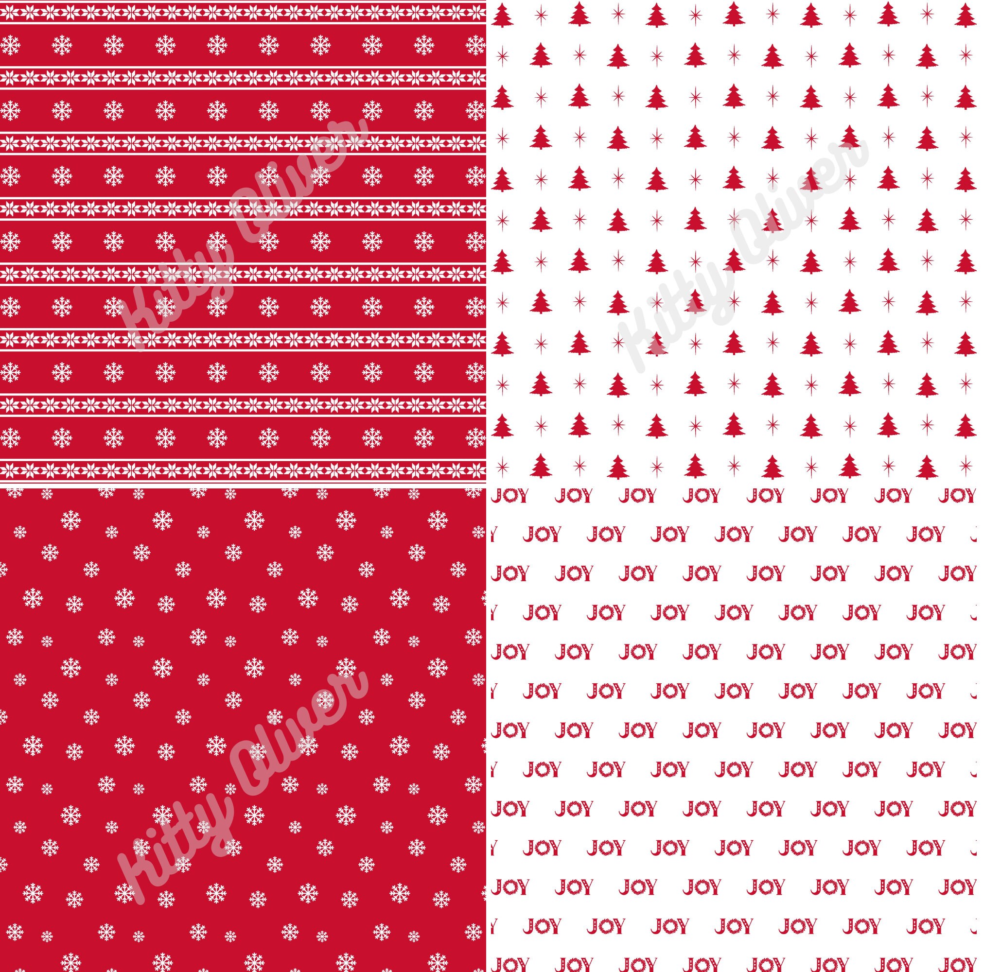 Minimalist Red & White Christmas Paper Pack | Printable Digital Paper ...