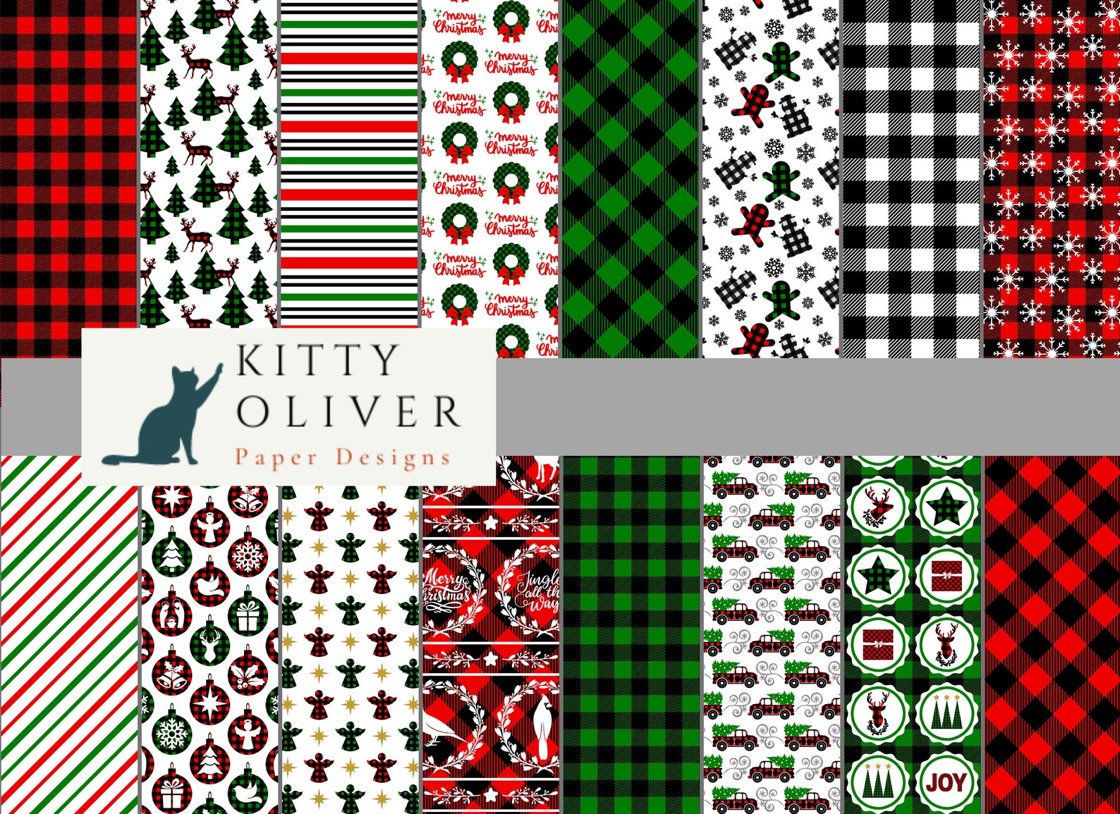 Buffalo Plaid Christmas Paper Pack Red Green | Printable Digital Paper ...