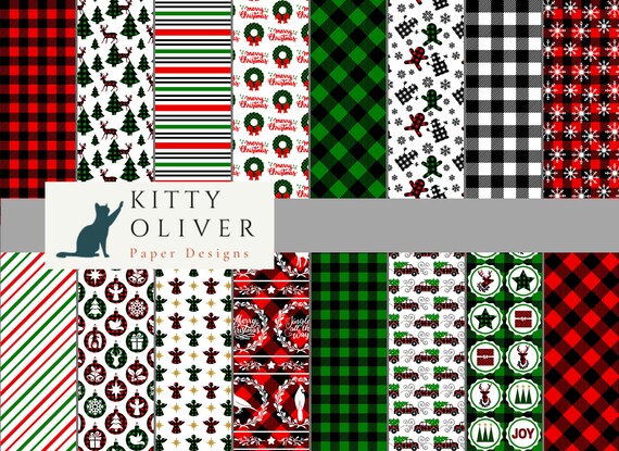 Buffalo Plaid Christmas Paper Pack Red Green Printable - Etsy