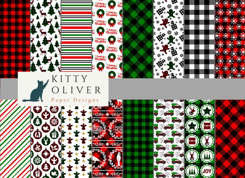 Buffalo Plaid Christmas Paper Pack Red Green | Printable Digital Paper ...