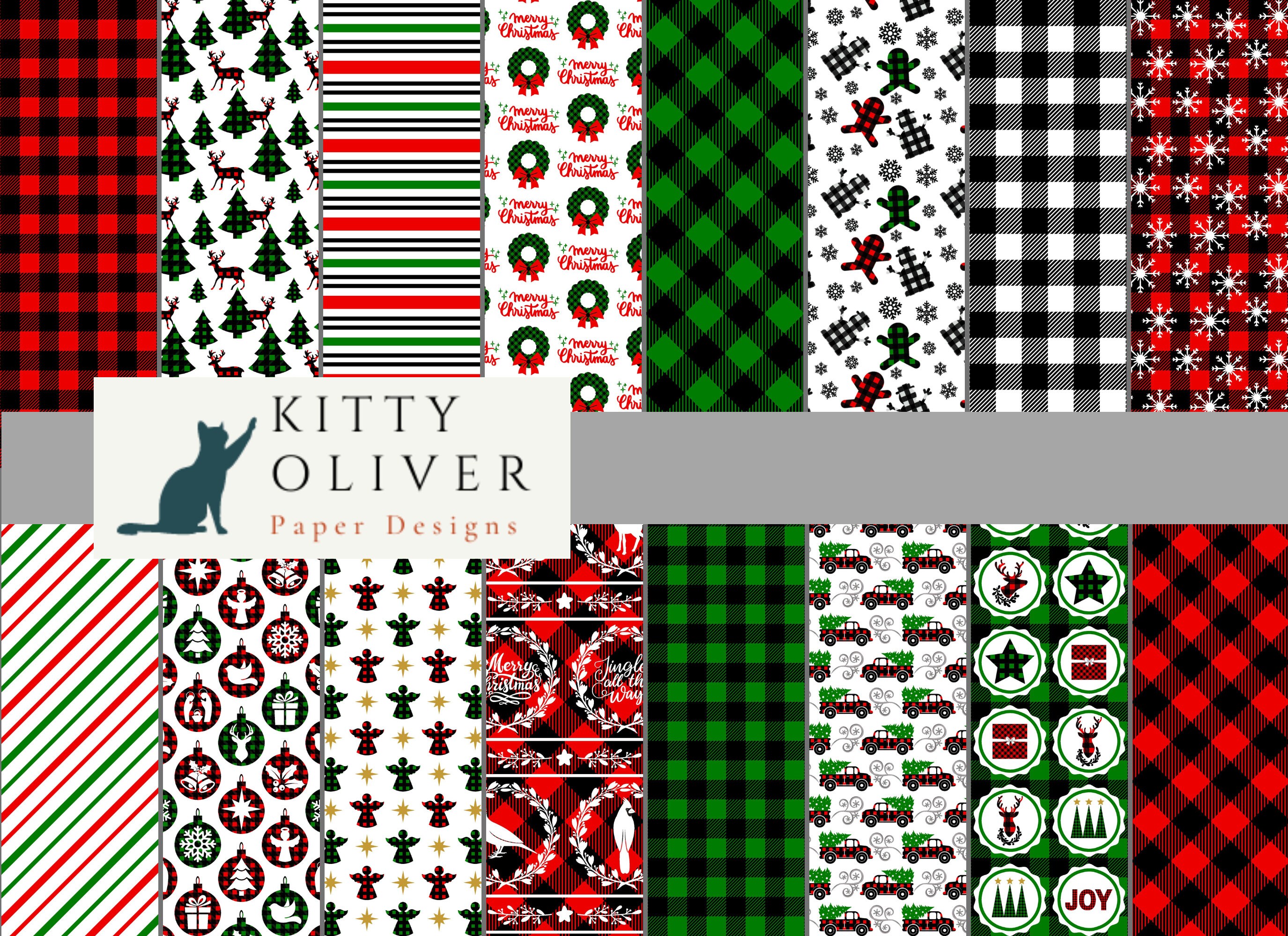 Buffalo Plaid Christmas Paper Pack Red Green | Printable Digital Paper ...