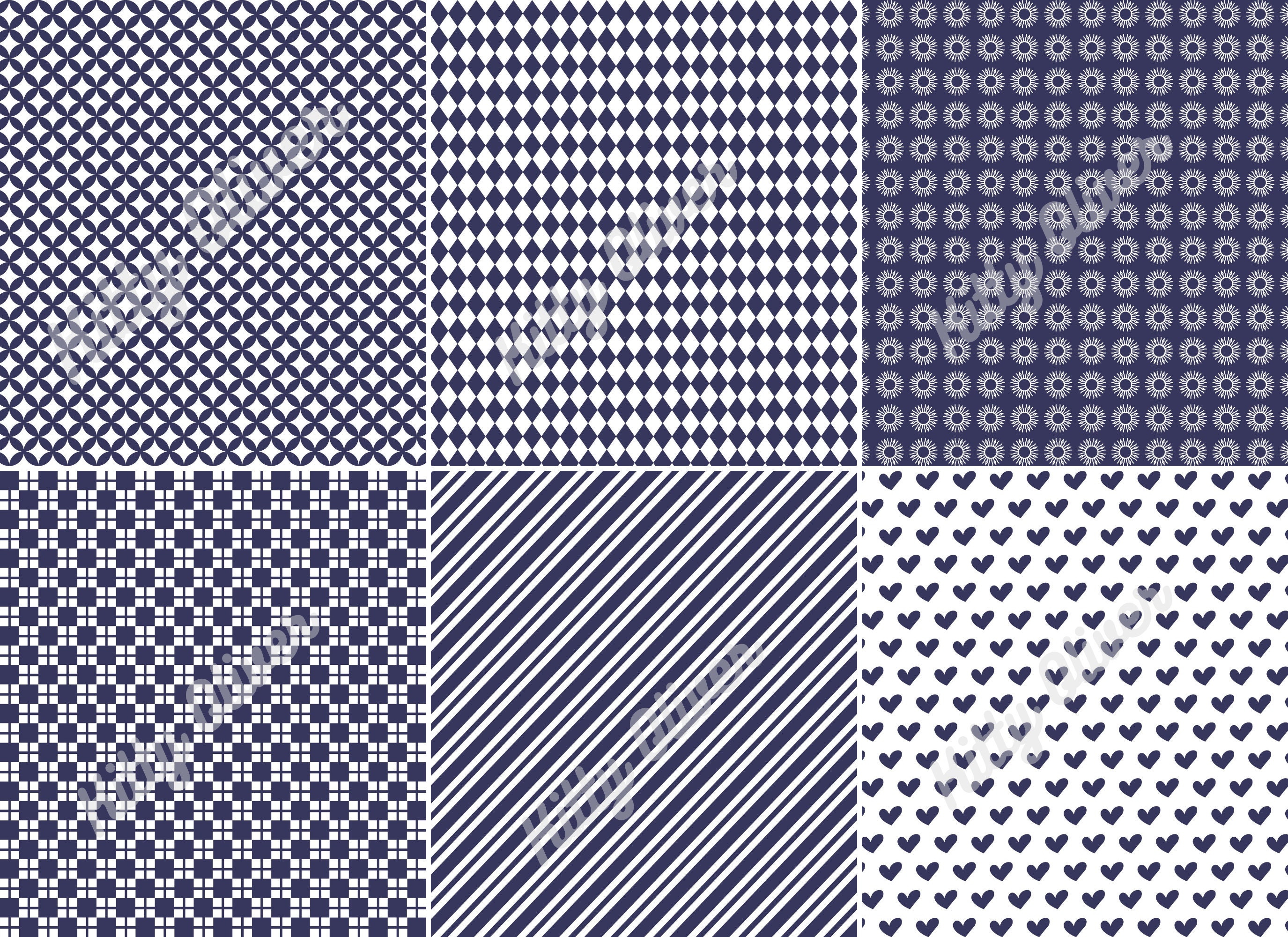 Navy Blue Basic Patterns Paper Pack | Printable Digital Paper Download ...