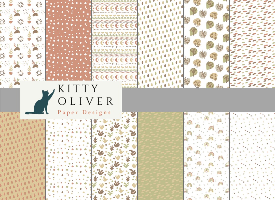 Boho Patterns Paper Pack in Earth Tones | Printable Digital Paper ...