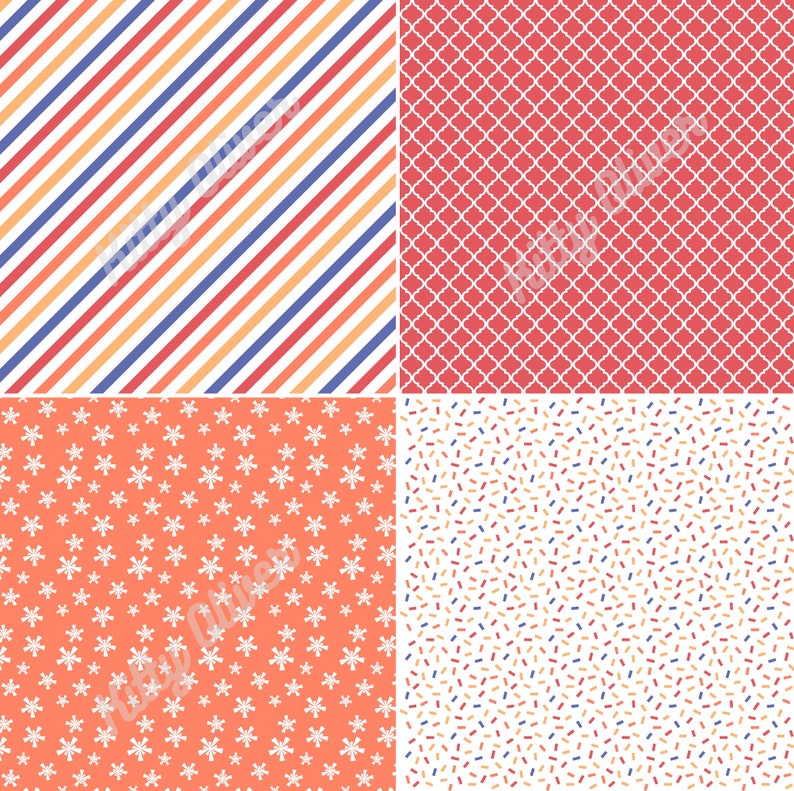 Blue, Orange, Red Digital Paper Pack | Printable Digital Paper Download ...