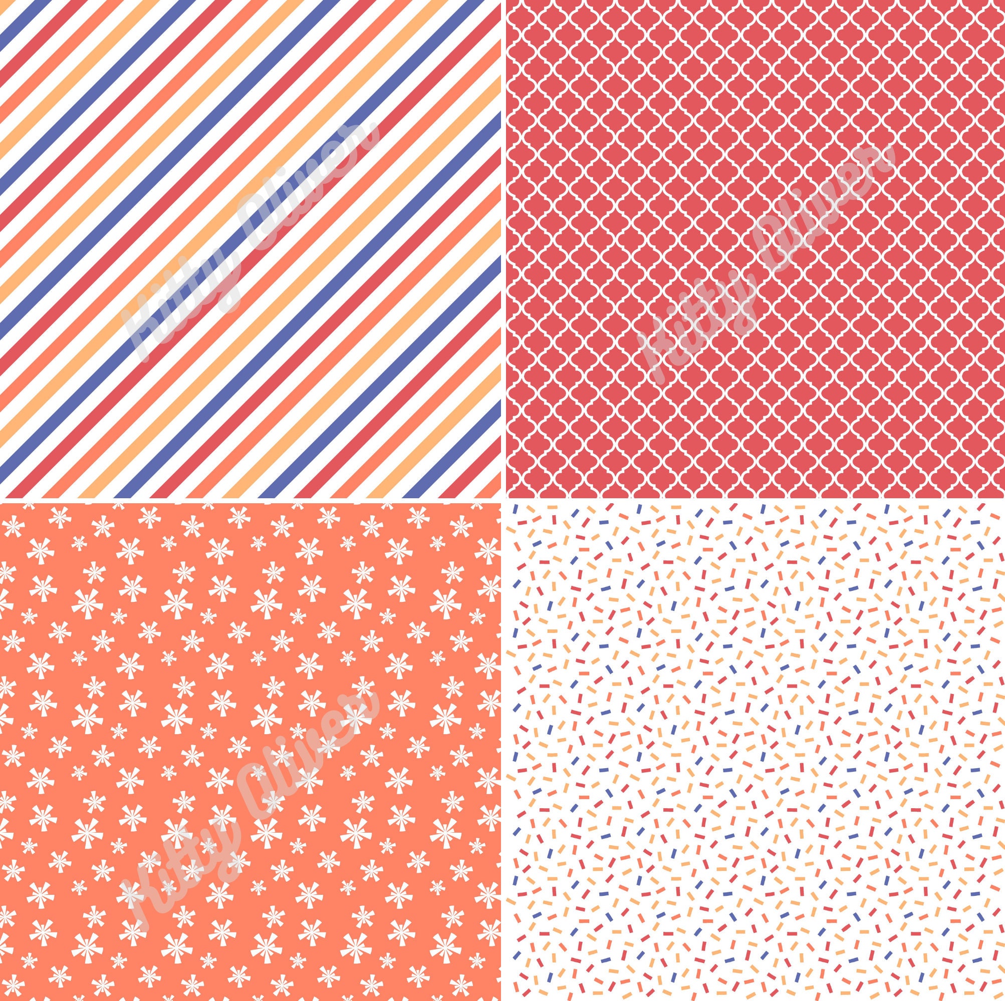 Blue, Orange, Red Digital Paper Pack | Printable Digital Paper Download ...