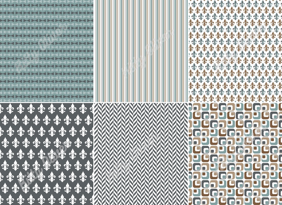 Masculine Patterns Paper Pack Steel, Brown, and Dusty Blue | Printable ...