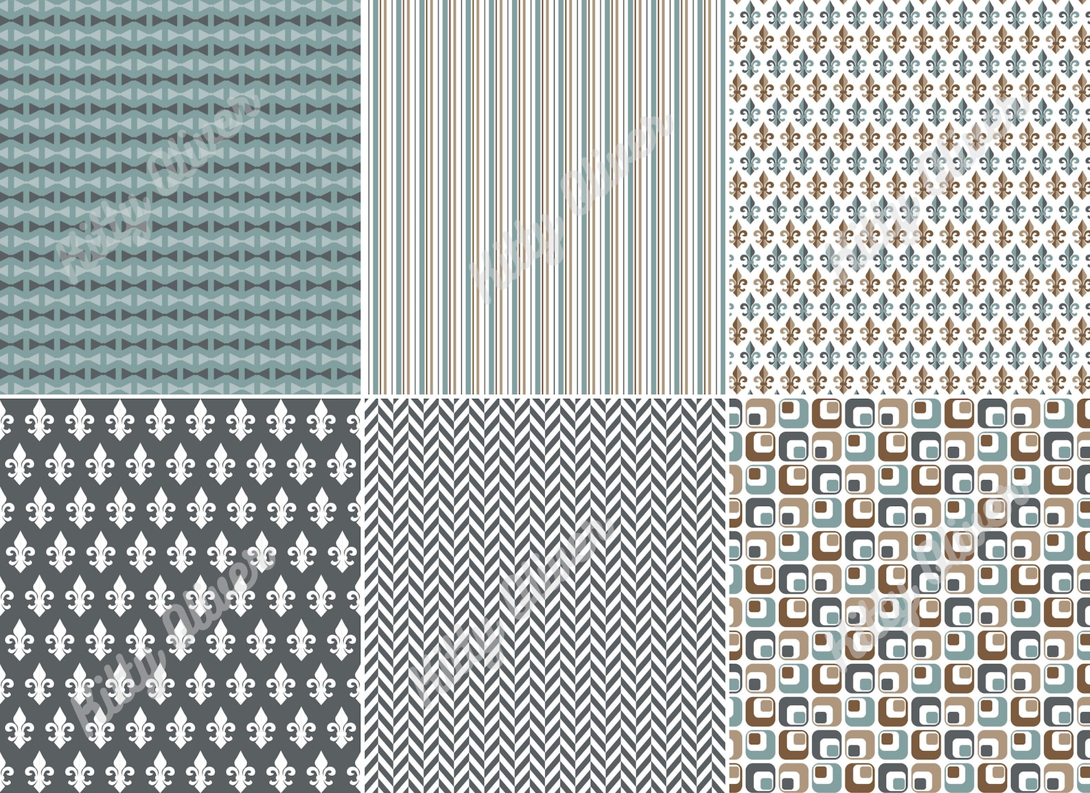 Masculine Patterns Paper Pack Steel, Brown, and Dusty Blue | Printable ...