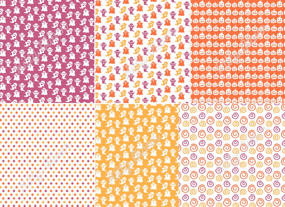 Pumpkins and Ghosts Halloween Paper Pack | Printable Digital Paper ...