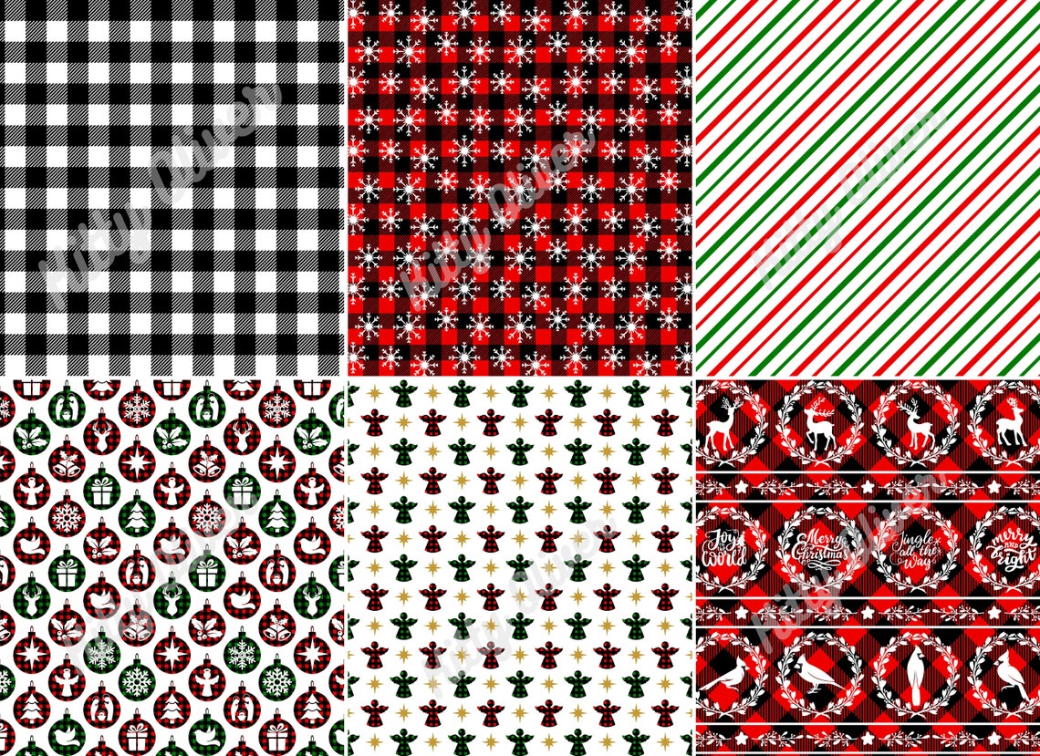 Buffalo Plaid Christmas Paper Pack Red Green | Printable Digital Paper ...