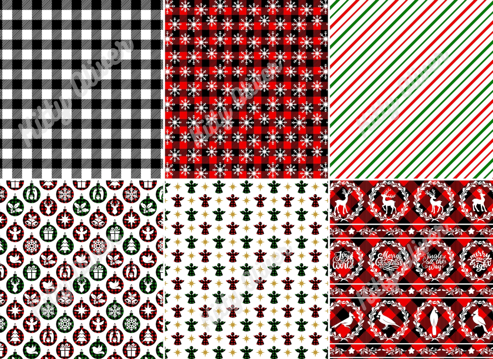 Buffalo Plaid Christmas Paper Pack Red Green | Printable Digital Paper ...