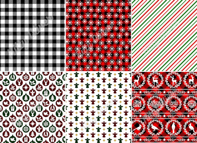 Buffalo Plaid Christmas Paper Pack Red Green | Printable Digital Paper ...