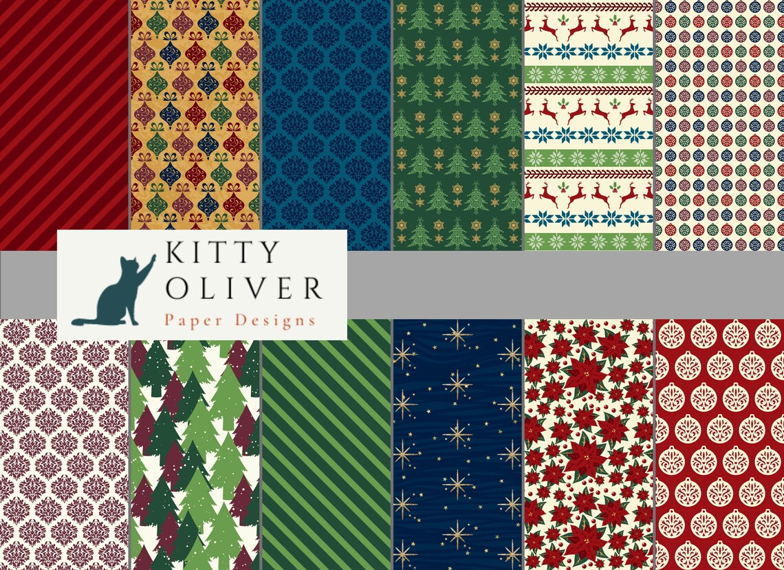 Classic Christmas Paper Pack Printable Digital Paper Download | Etsy
