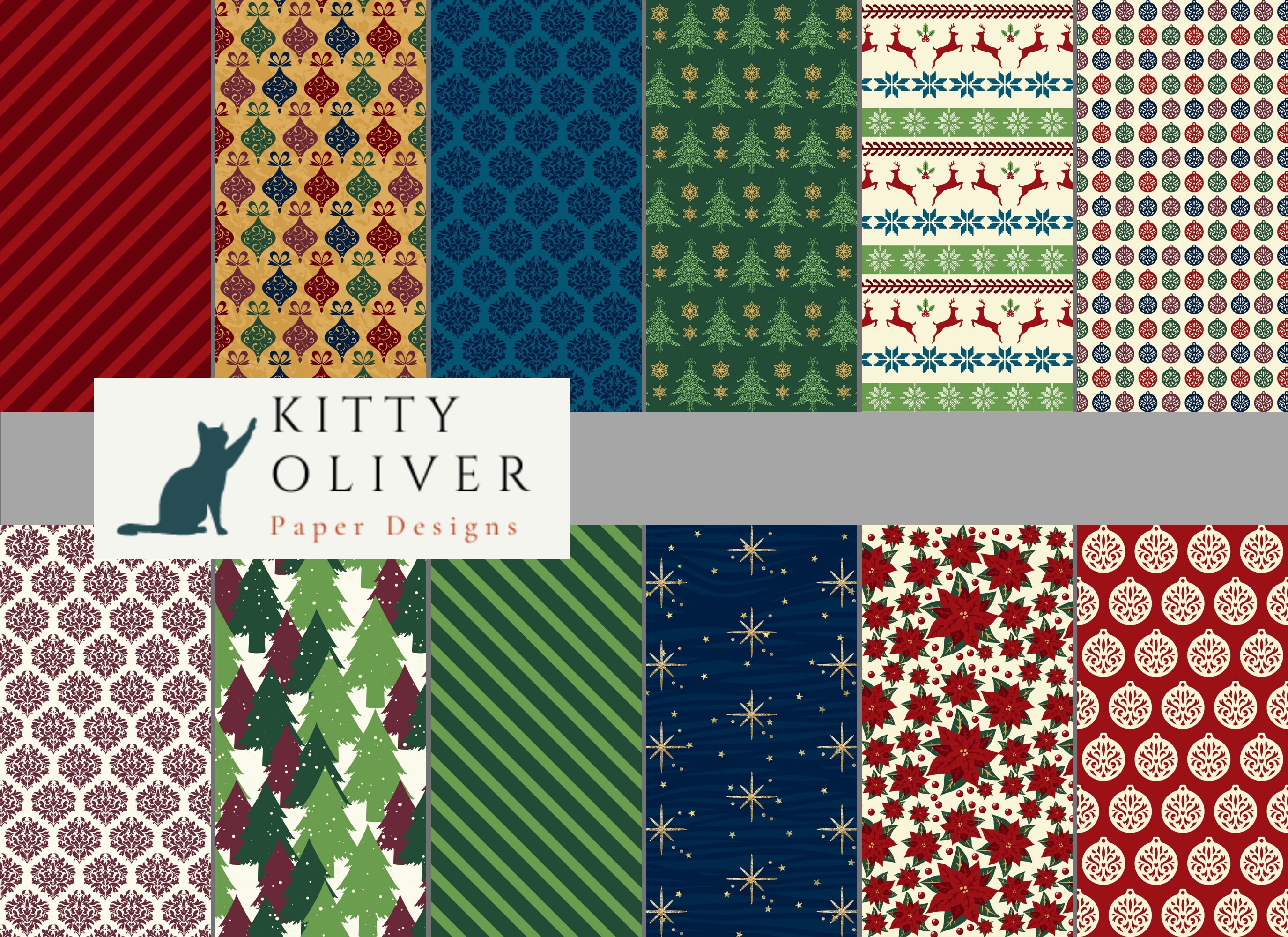 Classic Christmas Paper Pack, Printable Digital Paper Download for ...