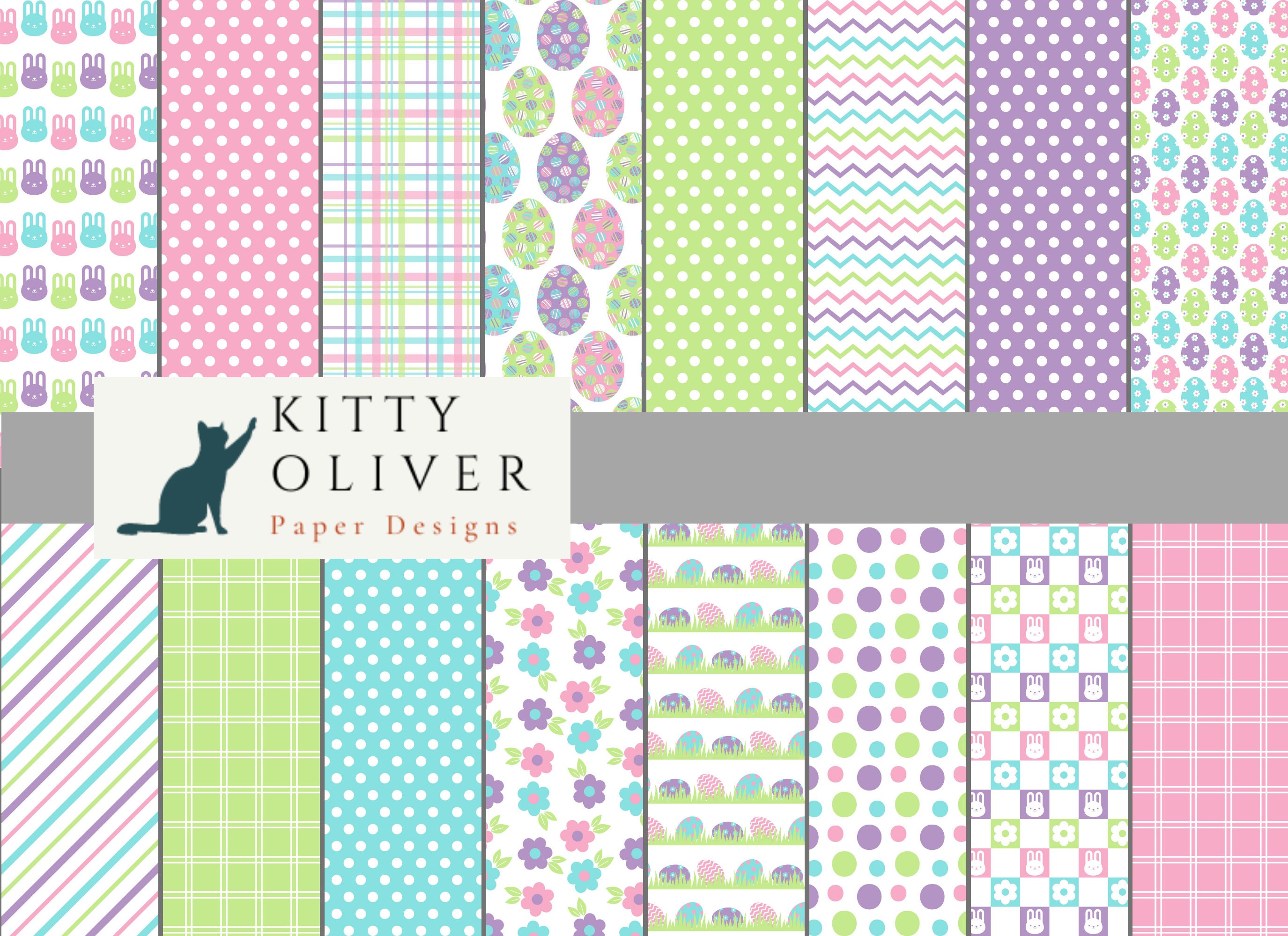 Pastel Easter Digital Paper Pack W Bunnies, Eggs and Flowers ...