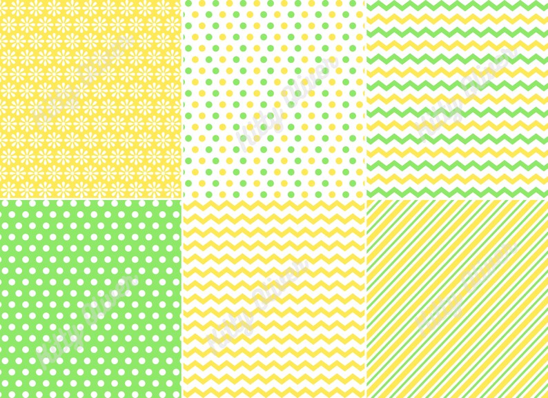 Soft Green and Yellow Paper Pack | Printable Digital Paper Download ...