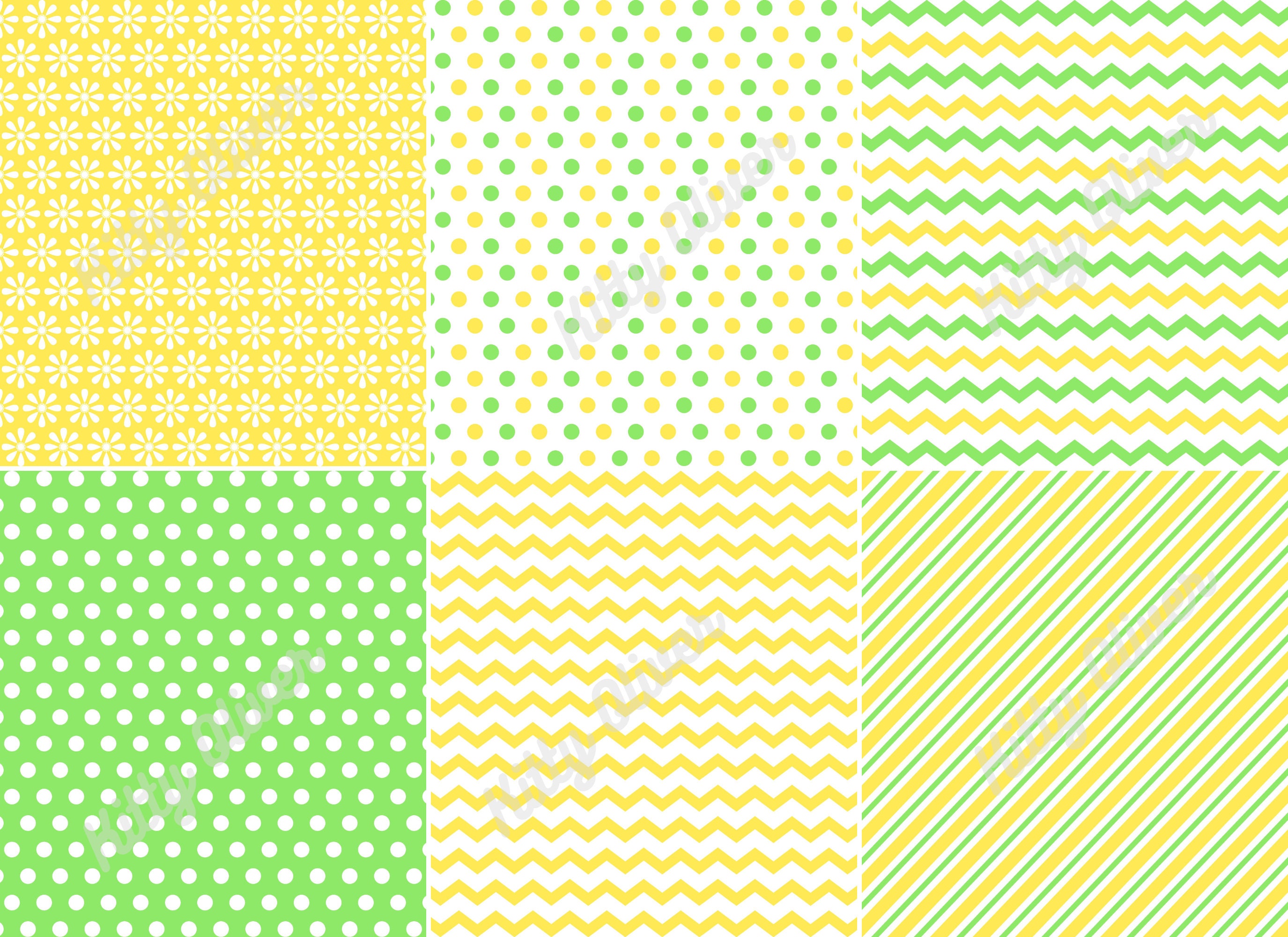Soft Green and Yellow Paper Pack | Printable Digital Paper Download ...