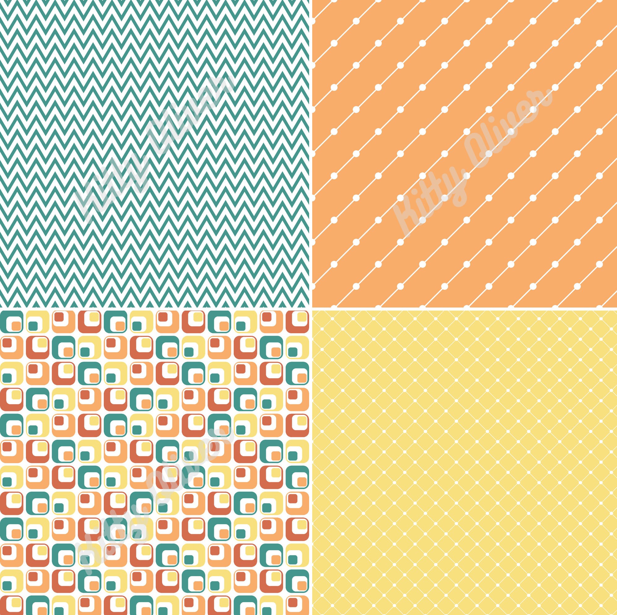 Mid-century Modern Paper Pack Updated Colors | Printable Digital Paper ...