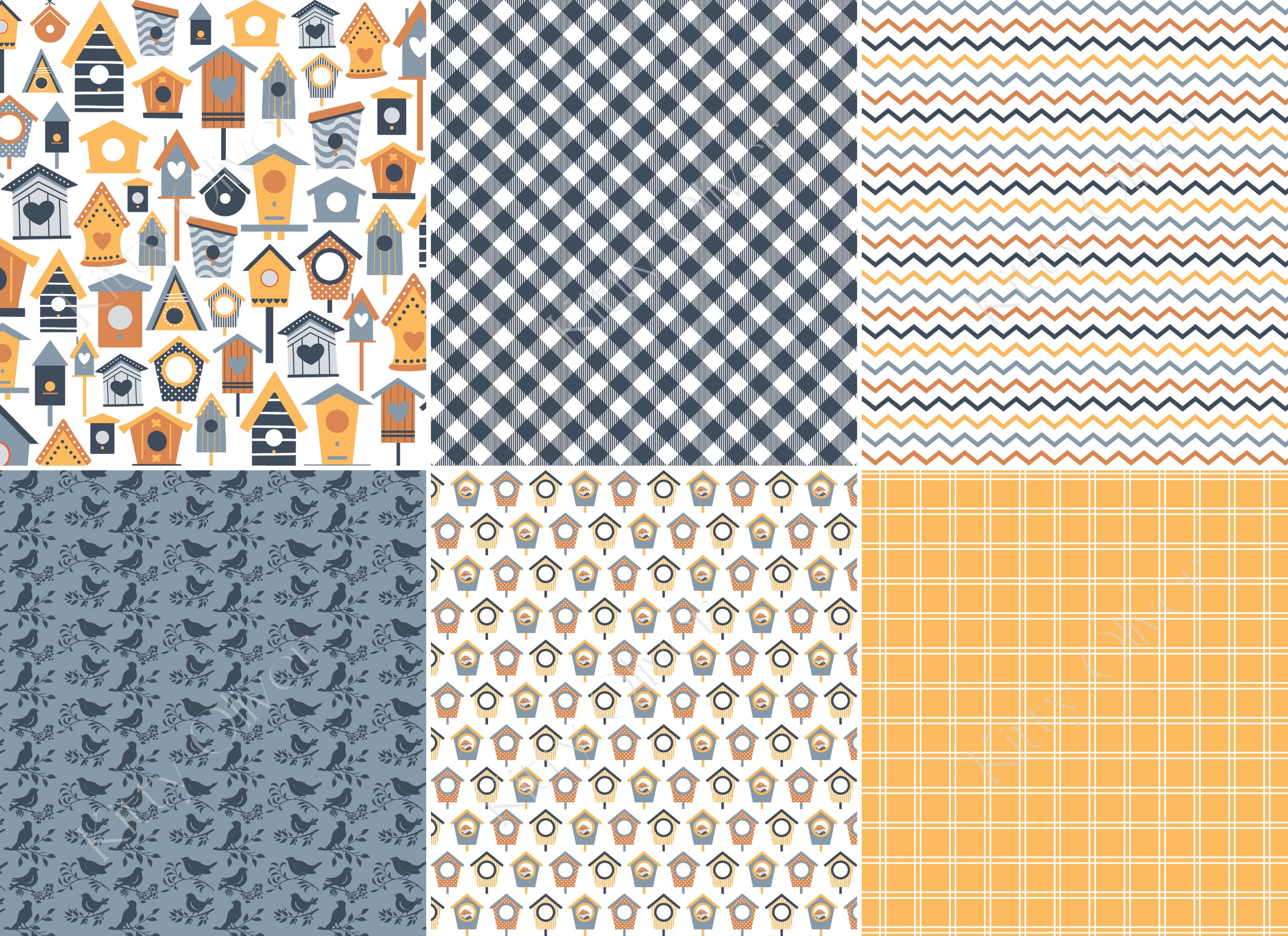 Birds and Birdhouses Digital Paper Pack | Printable Digital Paper ...