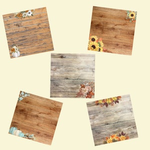 Wood Backgrounds W Autumn Watercolor Elements | Printable Digital Paper ...