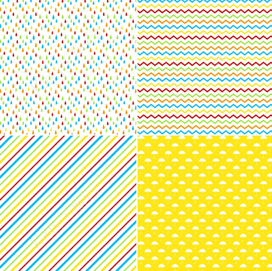 Rainy Day Digital Paper Pack W Umbrellas & Wellingtons | Printable ...