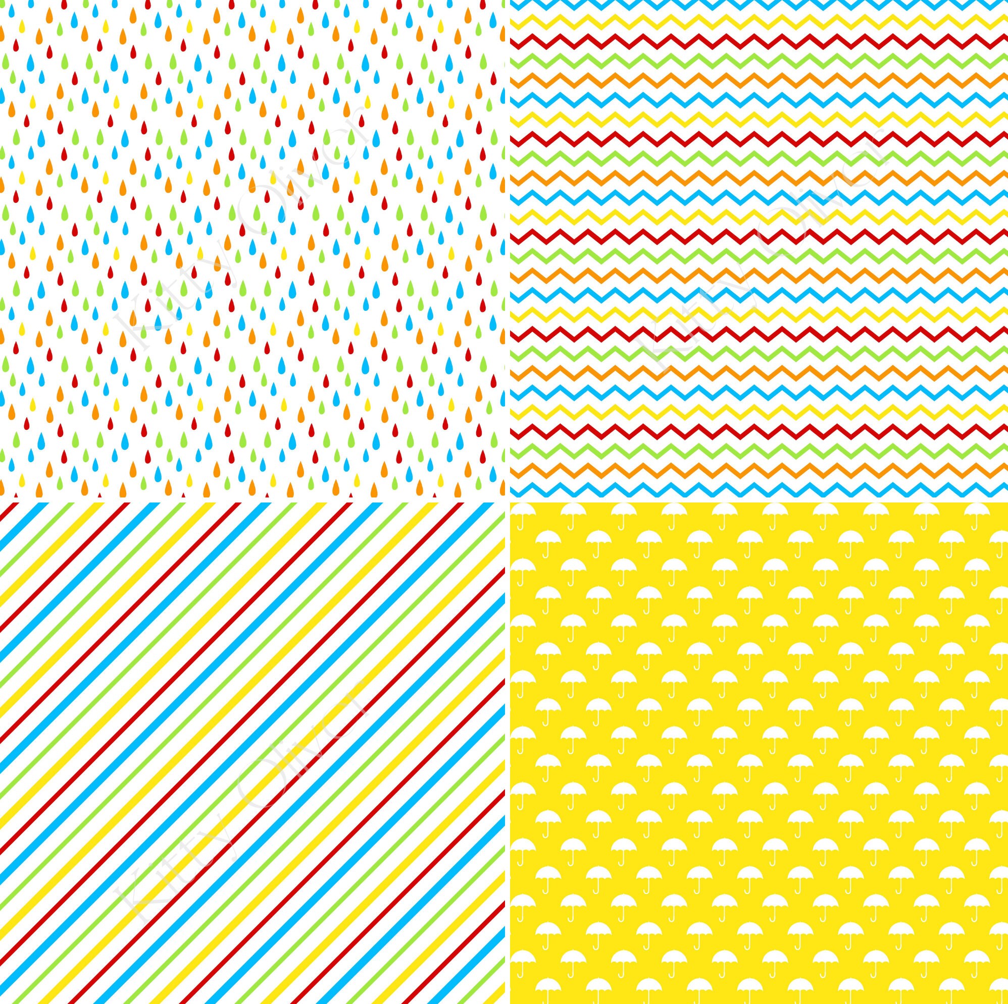 Rainy Day Digital Paper Pack W Umbrellas & Wellingtons | Printable ...