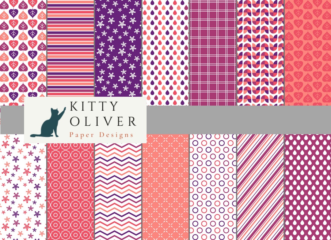 Purple, Fuchsia, Pink Geometric Digital Paper Pack | Printable Digital ...