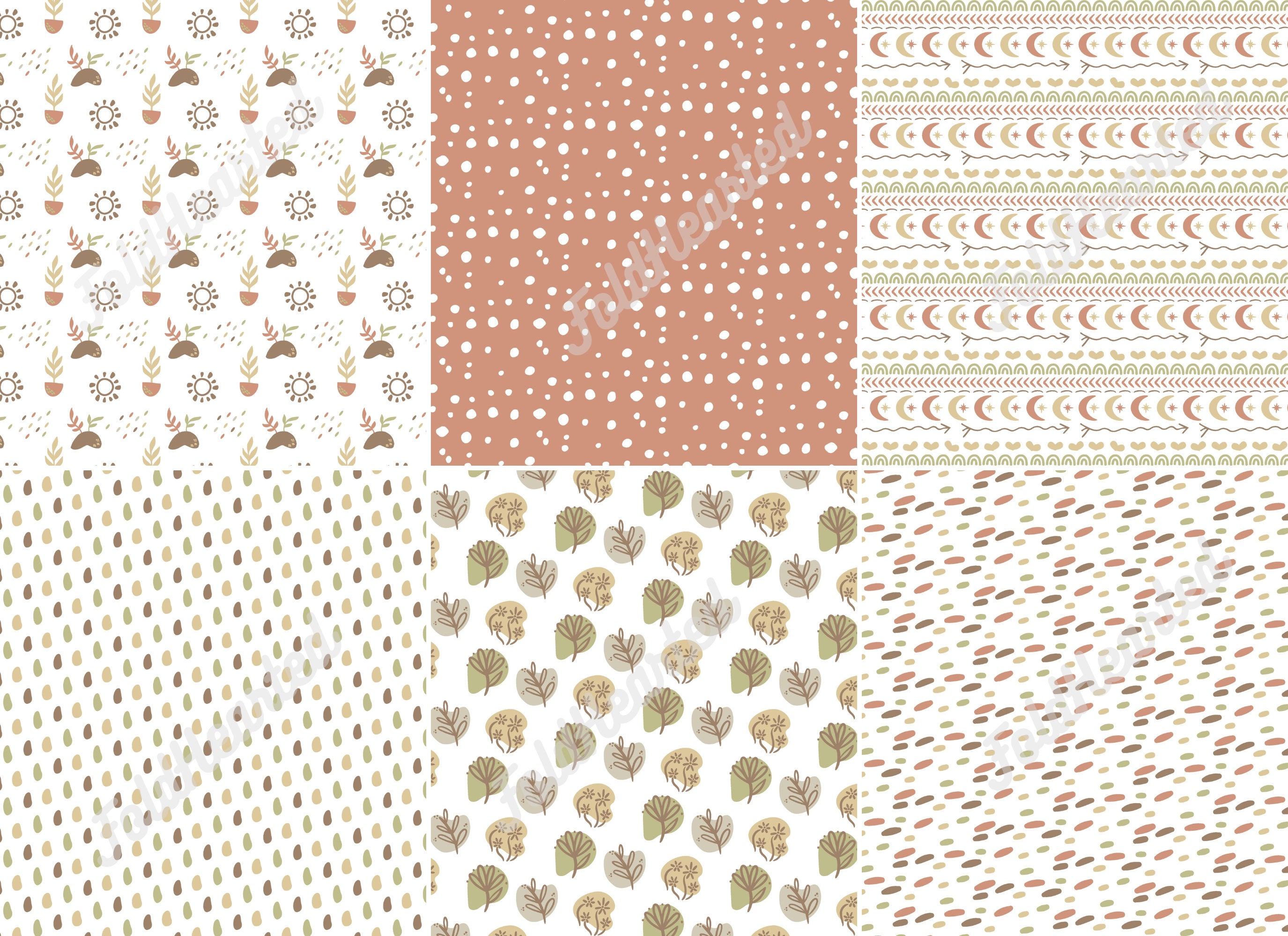 Boho Patterns Paper Pack in Earth Tones Printable Digital Paper ...