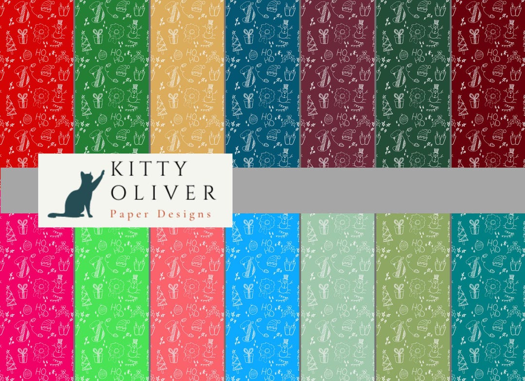Christmas Doodles in Holiday Colors Paper Pack | Printable Digital ...