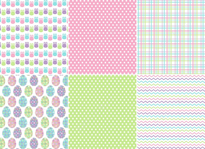 Pastel Easter Digital Paper Pack W Bunnies, Eggs and Flowers ...
