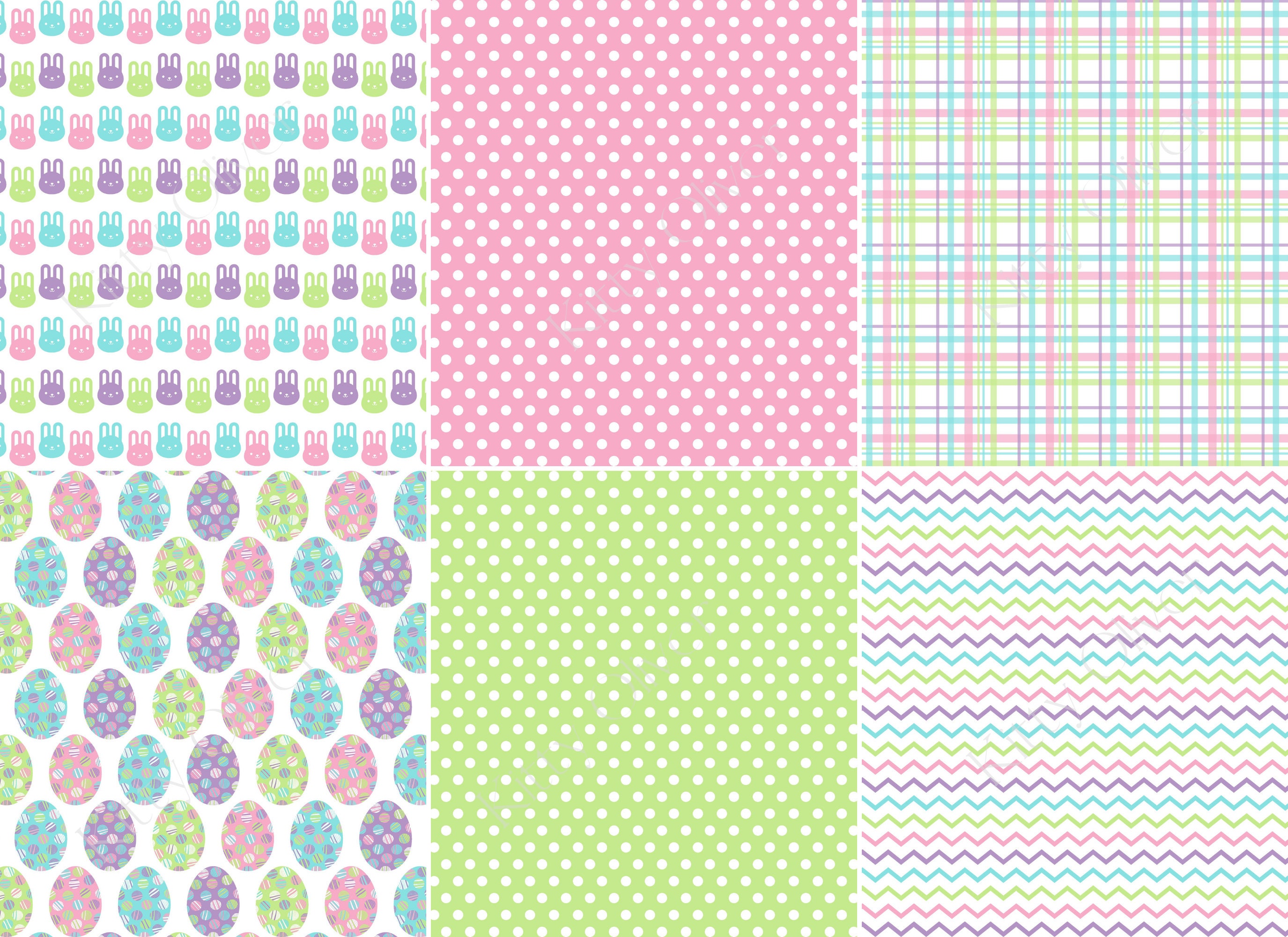 Pastel Easter Digital Paper Pack W Bunnies, Eggs and Flowers ...
