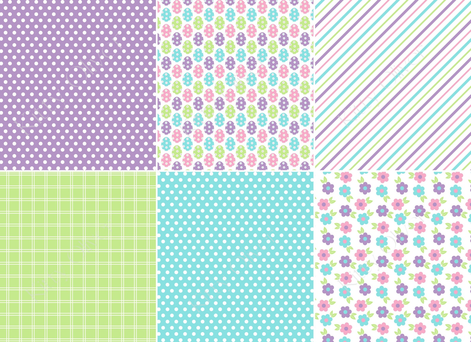 Pastel Easter Digital Paper Pack W Bunnies, Eggs and Flowers ...