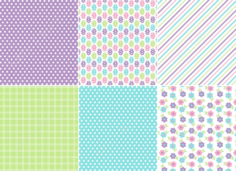 Pastel Easter Digital Paper Pack W Bunnies, Eggs and Flowers ...